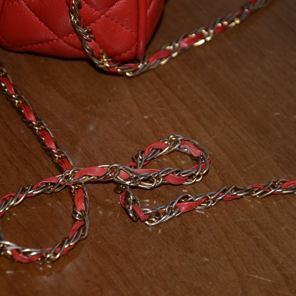 Vintage | Bags | Vintage Red Quilted Leather Tassel Bag Chain Strap ...